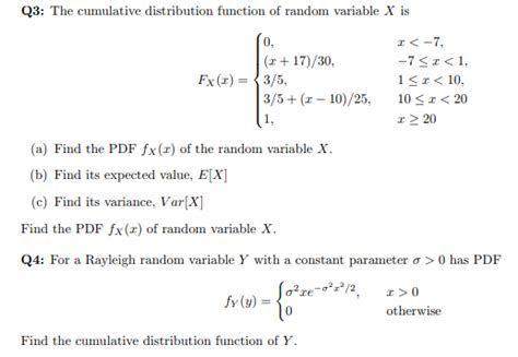 Solved Q3 The Cumulative Distribution Function Of Random