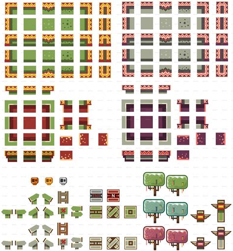 Platformer Game Tile Set Thirteen Vectors Graphicriver