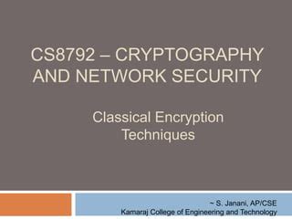 Classical Encryption Techniques PPT