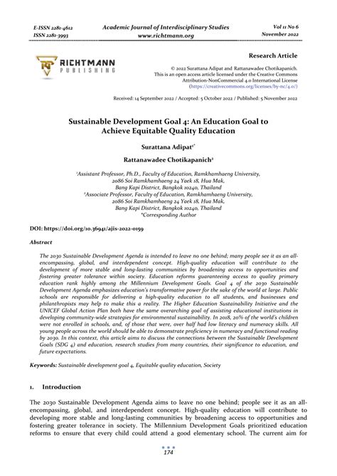 Pdf Sustainable Development Goal 4 An Education Goal To Achieve