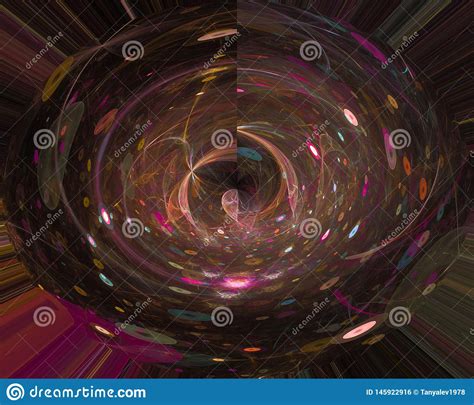 Abstract Digital Fractal Vibrant Dynamic Curve Effect Decorative Vibrant Design Ornament Stock