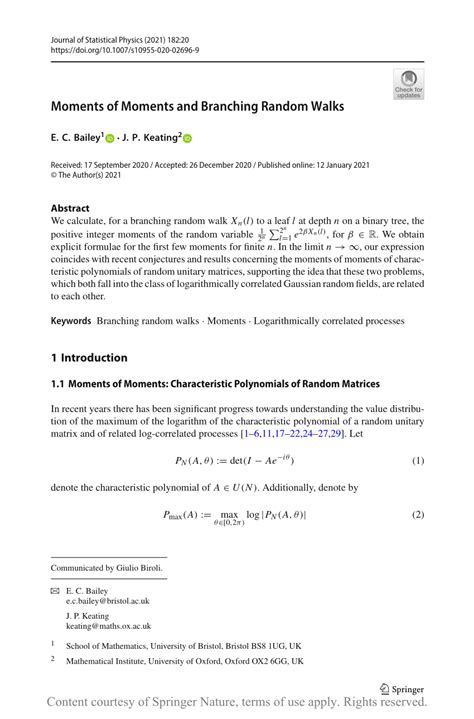 Pdf Moments Of Moments And Branching Random Walks