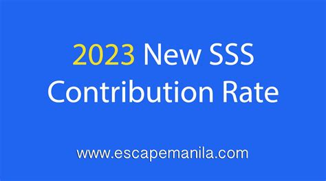 2023 Updated Sss Contribution Rate Escape Manila