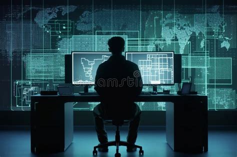 It Specialist Front Of His Computer Running Work Generative Ai Stock