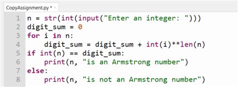 python check armstrong number using for loop copyassignment