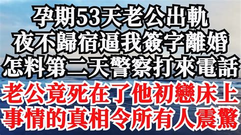 孕期53天老公出軌，夜不歸宿逼我簽字離婚，怎料第二天警察打來電話，老公竟死在了他初戀床上，事情的真相令所有人震驚 Youtube