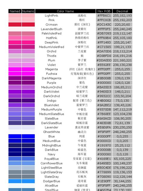 常用颜色表 Pdf