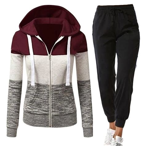 Survêtement Pour Femme Sportswear Ensemble 2 Pièces Veste à Capuche