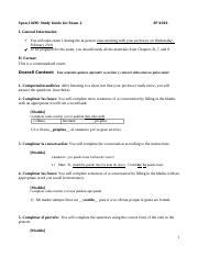 102studyguide1 SP22 Docx Span 102W Study Guide For Exam 1 SP 2022 I General Information You