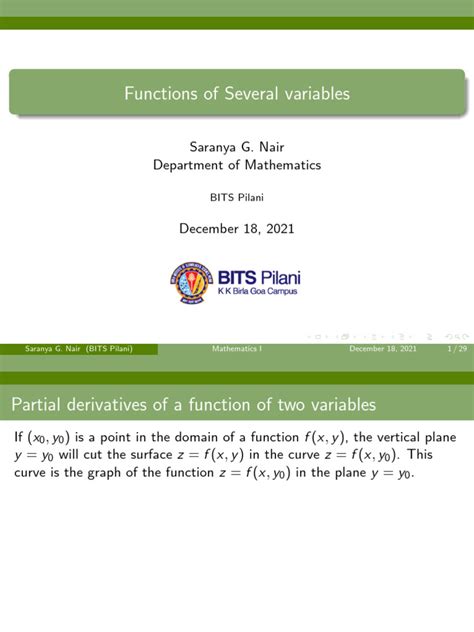 Lec 21 Partial Derivatives Pdf