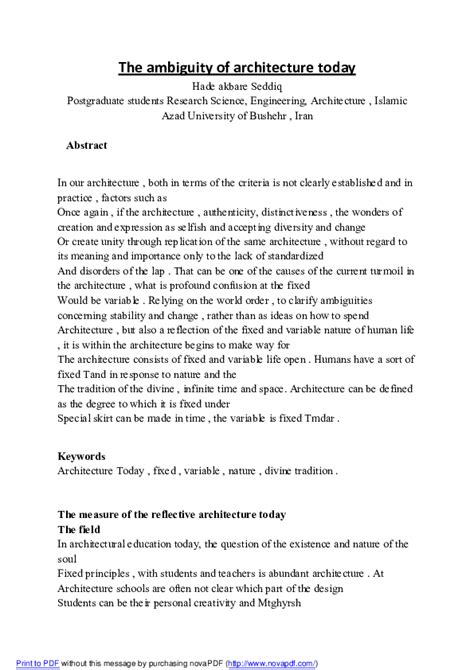 Pdf Clarifying Architectural Ambiguities Today