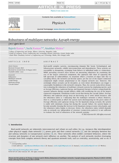 Pdf Robustness Of Multilayer Networks A Graph Energy Perspective