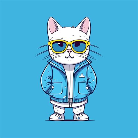 Premium Vector Cute Cat Character Illustration Cat Wearing Jacket