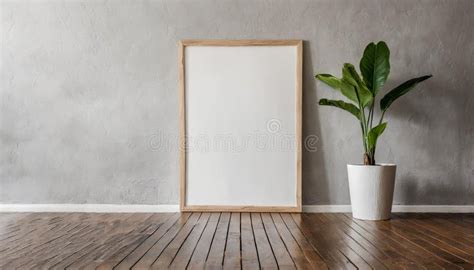Empty Room With White Blank Concrete Wall Mockup With A Wooden Floor