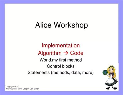 PPT Alice Workshop PowerPoint Presentation Free Download ID