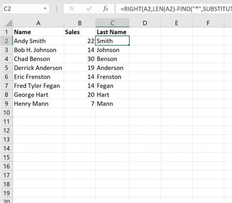 Excel How To Extract Last Name From Full Name