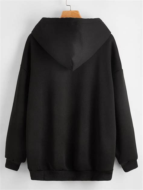 Solid Zip Up Drawstring Hooded Sweatshirt Fall Fit Types Of Sleeves