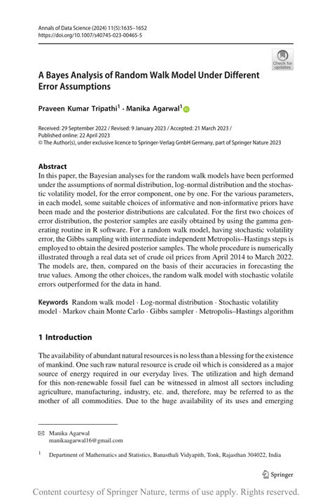 A Bayes Analysis Of Random Walk Model Under Different Error Assumptions
