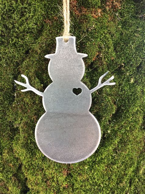 Snow Man Metal Christmas Ornament Christmas Decor Rustic Etsy