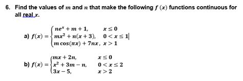 Solved Find The Values Of M And N That Make The Following F Chegg