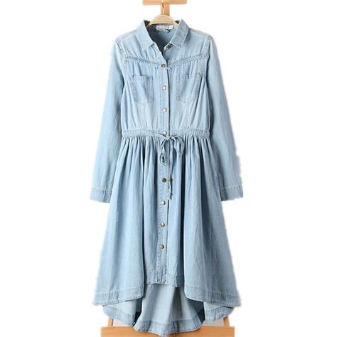 Free Shipping 2015 Spring And Autumn Womens Vintage Denim Dress