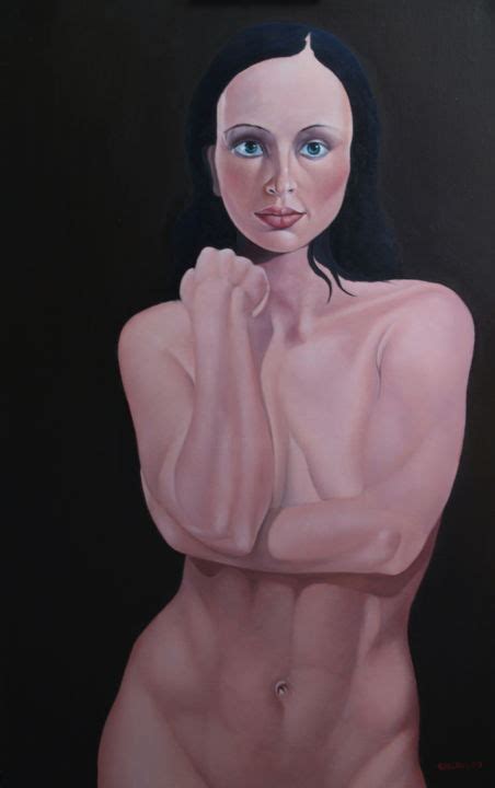 Naked Girl Standing With Folded Arms And Painting By Christopher Skelton Artmajeur
