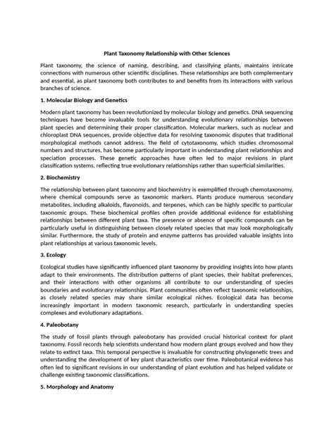 Taxonomy With Other Sciences Pdf Taxonomy Biology Species