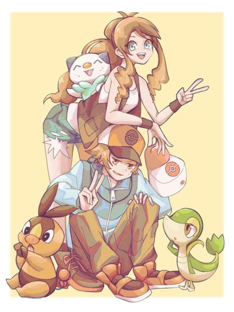Hilda Hilbert Oshawott Snivy And Tepig Pokemon And 1 More Drawn