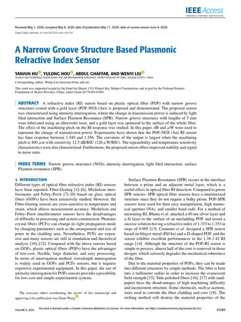 Anarrowgroovestructurebasedplasmonicrefractiveindexsensor Pdf Optical Fiber