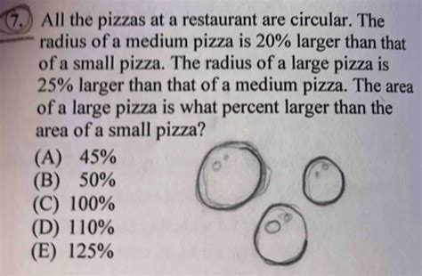 All The Pizzas At A Restaurant Are Circular The Radius Of A Medium Pizza Is Larger Math