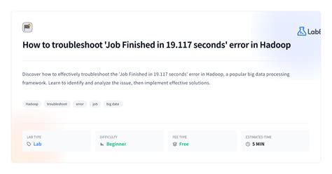 How To Troubleshoot Job Finished In 19117 Seconds Error In Hadoop Labex