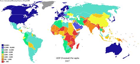 2007 Gdp Nominal Per Capita World Map Imf