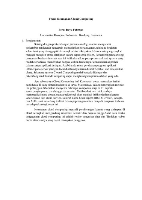 Pdf Trend Keamanan Cloud Computing