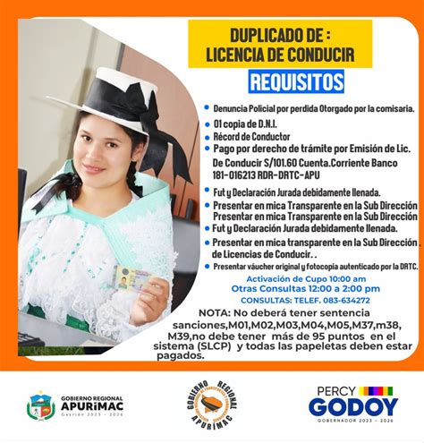 Requisitos para trámite de licencia de conducir Dirección Regional