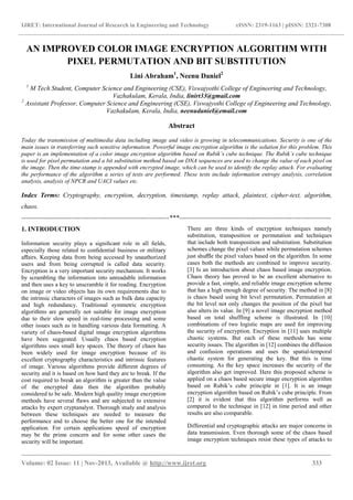 An Improved Color Image Encryption Algorithm With PDF Information And Network Security