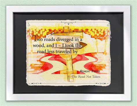 Poetry Art Print Framed Wall Art Poetry Quote Art The Road Not Taken Artwork Gallery Wall Art