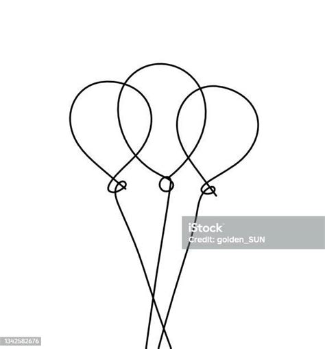 흰색 배경에 줄 그리기로 추상 공기 풍선 기념일에 대한 스톡 벡터 아트 및 기타 이미지 기념일 낙서 드로잉 바람 Istock