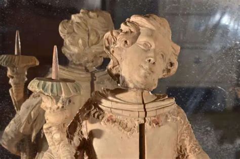 18th Century Carved Wooden Statue Of A Torch Bearer
