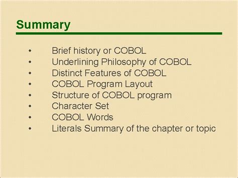 Structured Programming Language Cobol Lecture1 Introduction Learning Objectives
