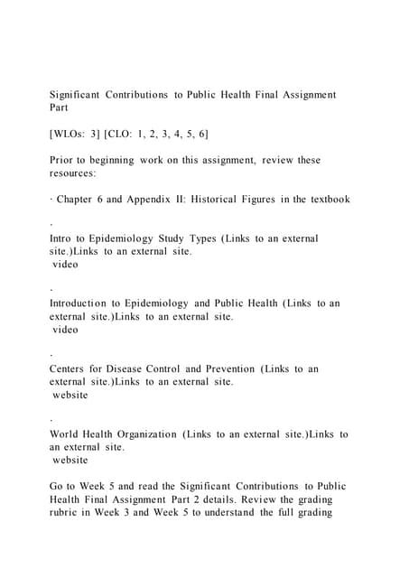significant contributions to public health final assignment part docx