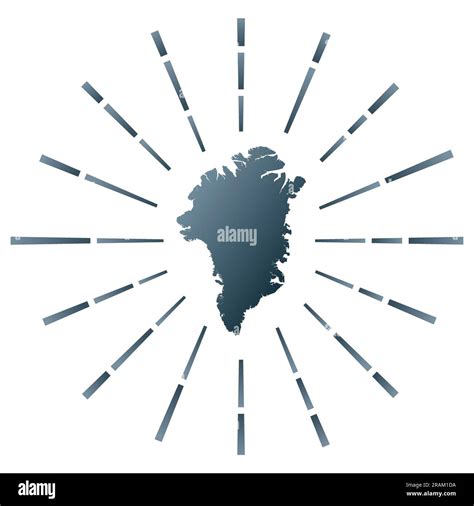 Greenland Gradiented Sunburst Map Of The Country With Colorful Star