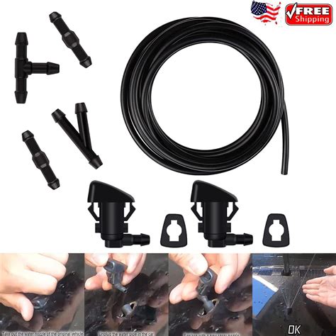 Universal Car Windshield Wiper Washer Squirter Nozzle Spray Jet Kit M Hose Walmart
