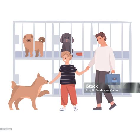 개는 흰색 배경에 아이와 남자 개념과 벡터 그림에 발을 제공합니다 아버지와 아들 사람 성품 개에 대한 스톡 벡터 아트 및 기타 이미지 Istock