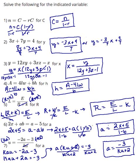 1 Solving Equations Review