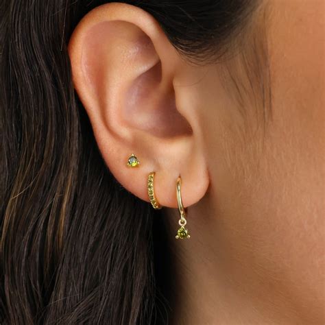 18k Gold Baguette Peridot Chloe Hoop Earring Set Eyrful Artistry