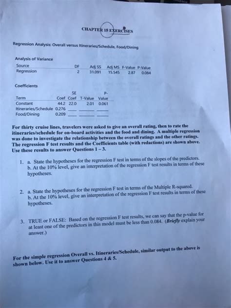 Solved Chapter 15 Exercises Regression Analysis Overall