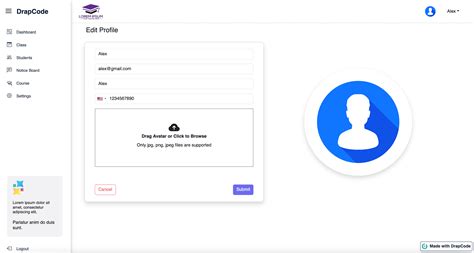 Learning Management System Template Visual Build Drapcode