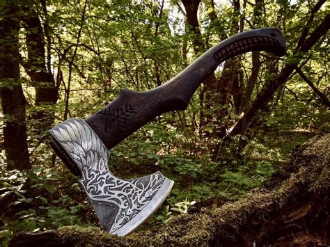 Handmade Viking Axe Raven Etsy