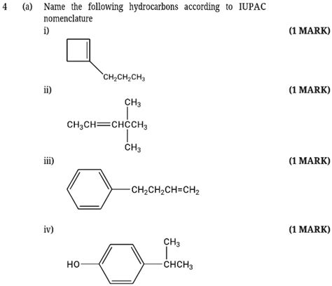 SOLVED: "Hi, please help me with this (4.a). Thank you (a) Name the following hydrocarbons ...