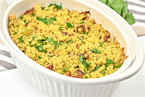 Keto Cornbread And Bacon Stuffing Easy Savory Recipe